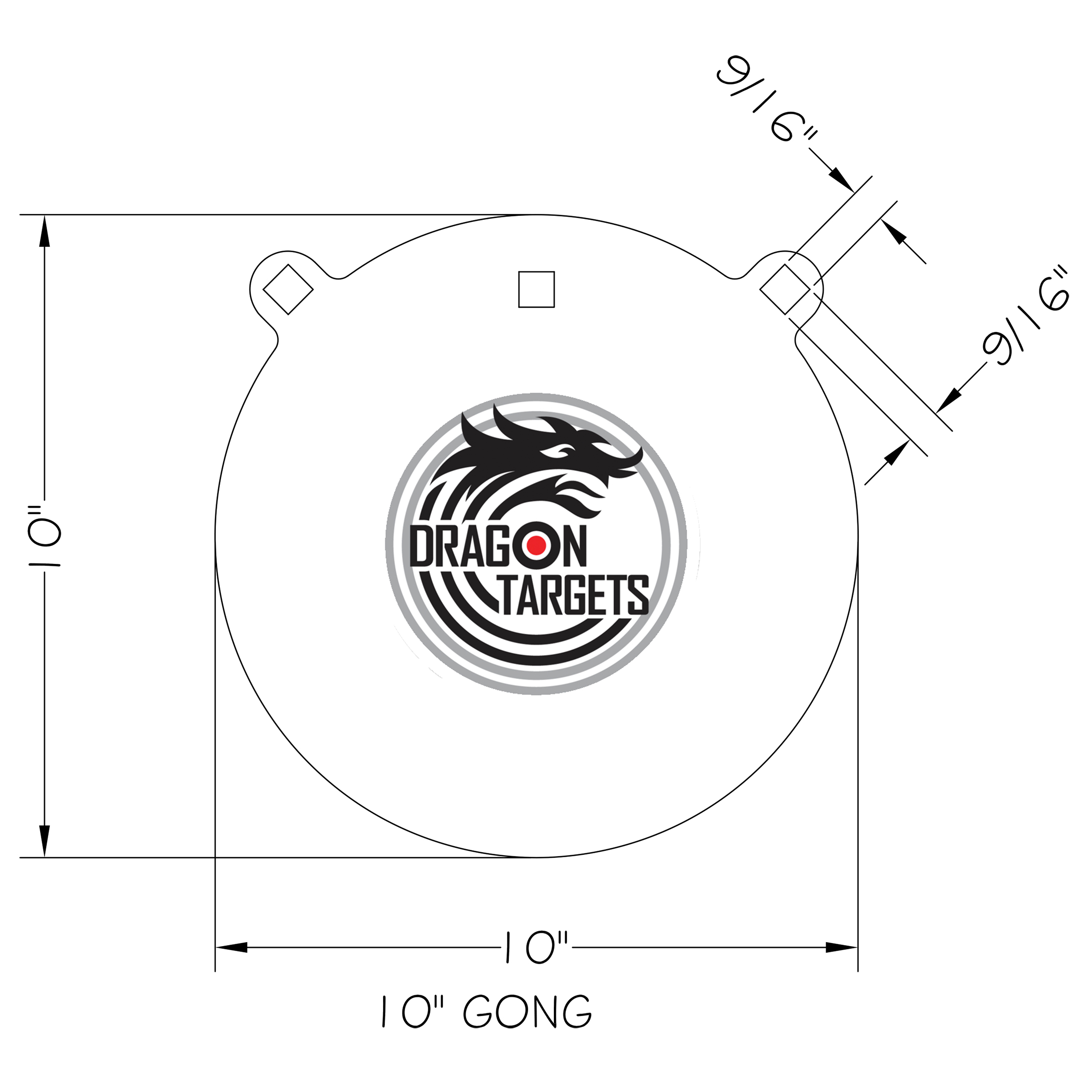 - Dragon Targets 10" x 1/2" Gong AR500 Steel Shooting Target 1/2" Thick ...