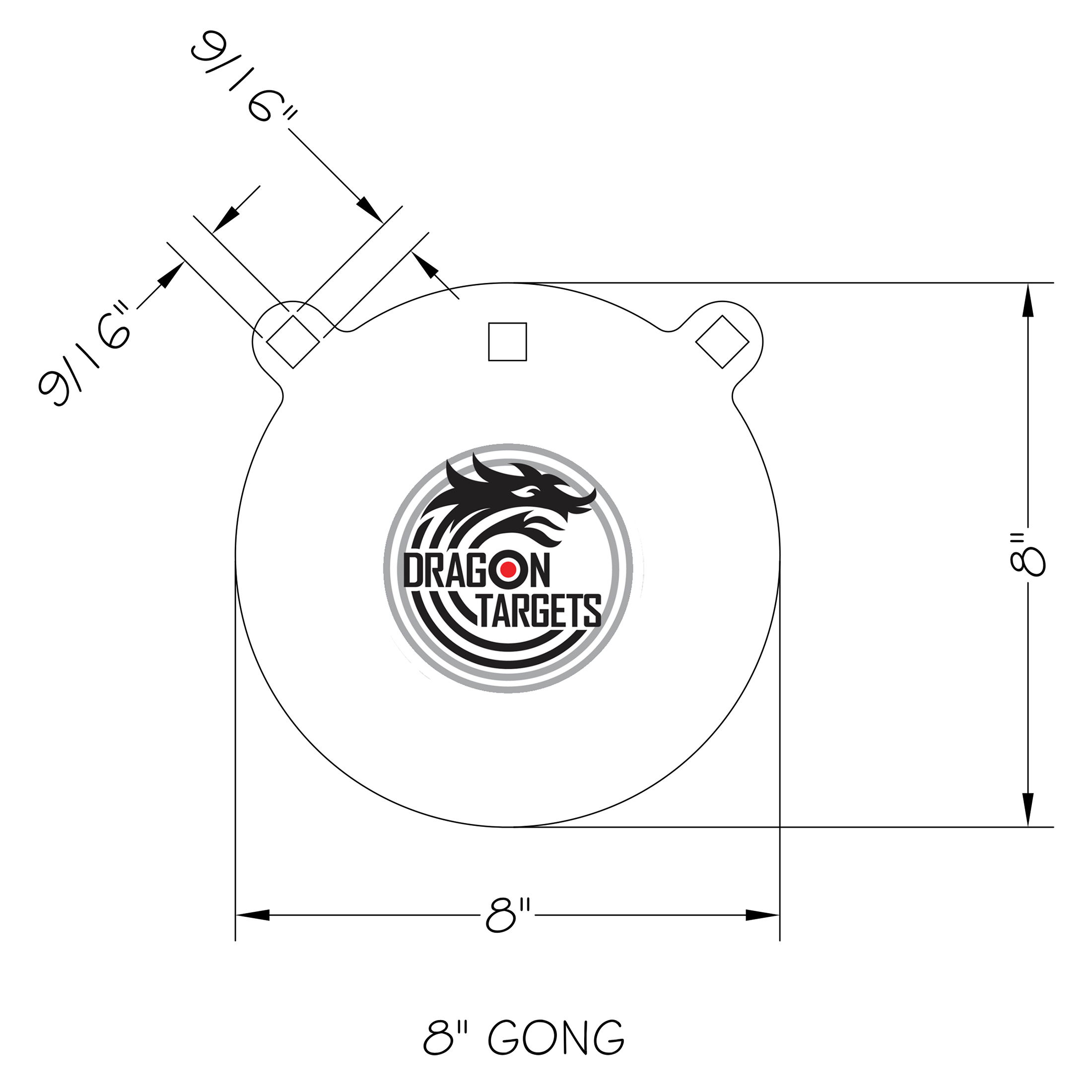 - Dragon Targets 8" x 3/8" Gong AR500 Steel Shooting Target 1/2" Thick ...